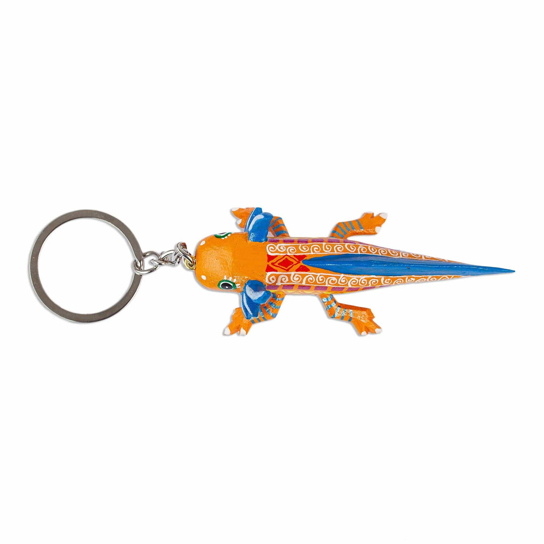 Alebrije-Style Wood Key Fob - Mango Axolotl – GlobeIn