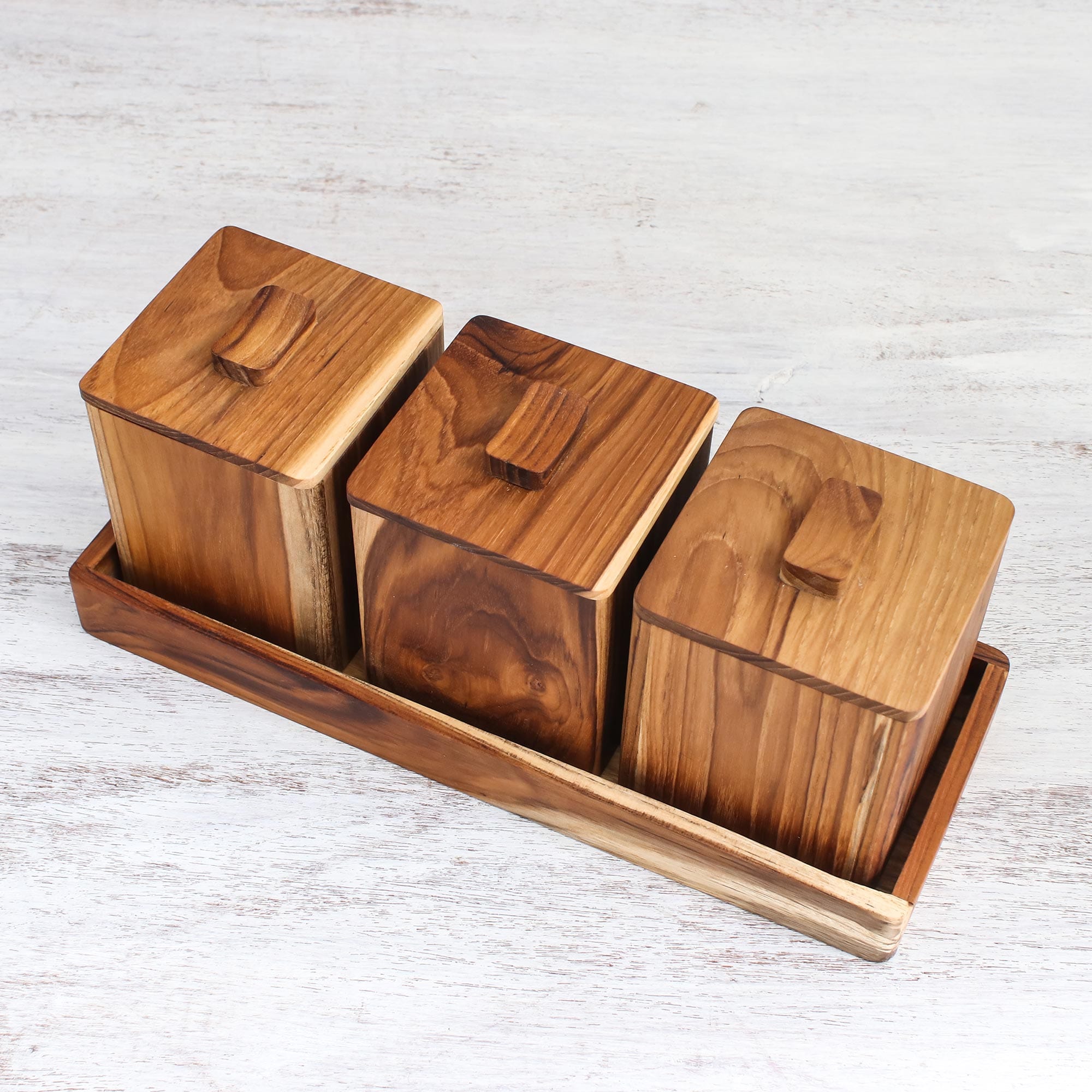 Teak Wood Decorative Boxes from Thailand (Set of 3) - Teak Treasure ...